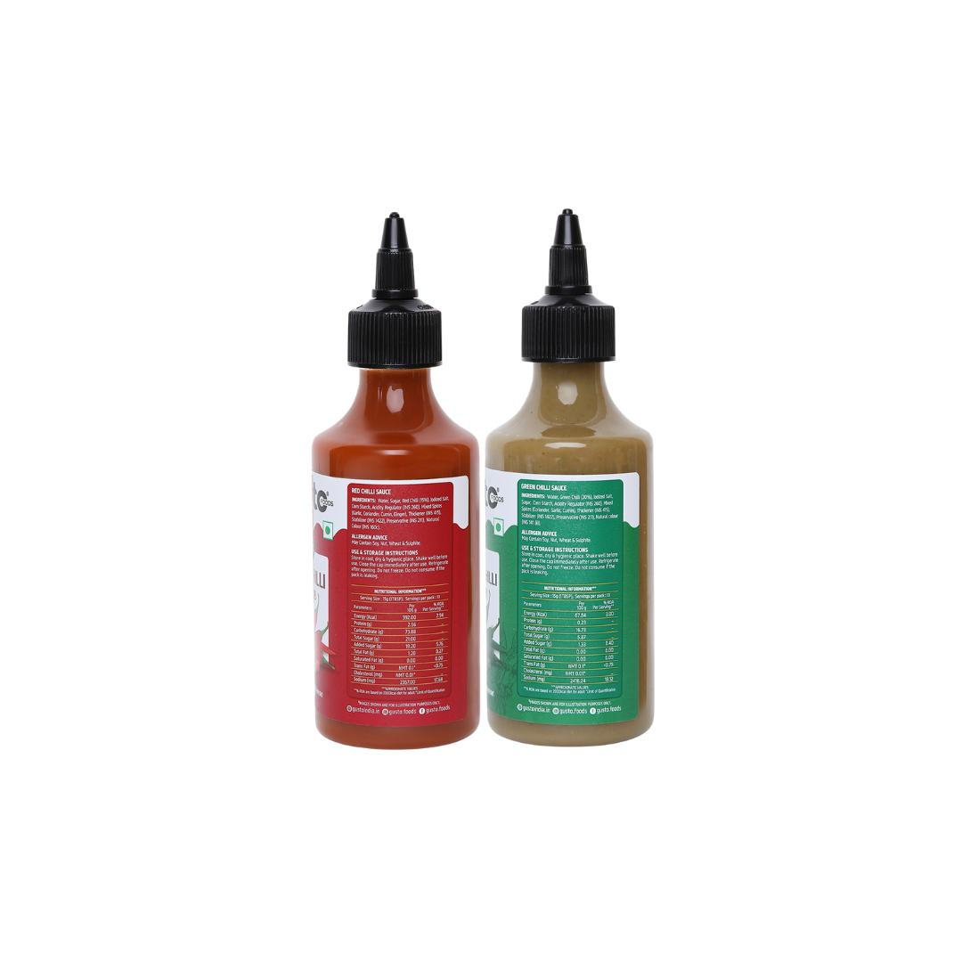 Dual Chilli Sauce Pack | Hot & Zesty | Gusto Foods