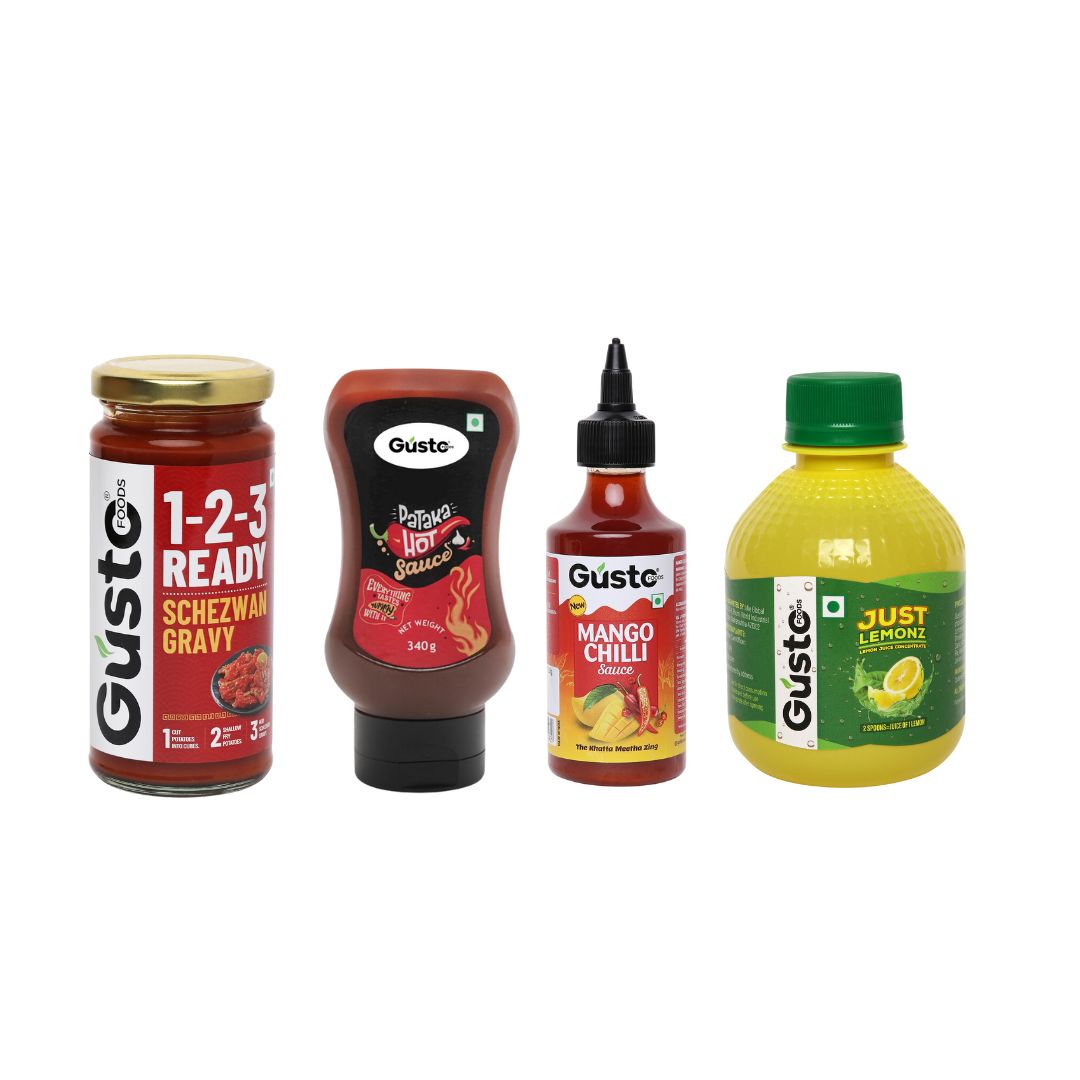 Party Kit (Schezwan Gravy + pataka hot sauce + mango chilli sauce + Le